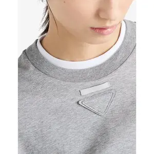 Prada Triangle Appliqué Long-sleeve Cotton-jersey T-shirt