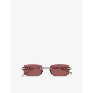 Gucci Rectangle-frame Metal Sunglasses - Silver