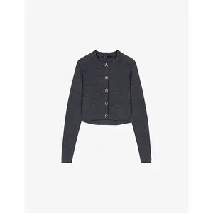 Maje Ribbed Wool Cardigan With Lettered Buttons