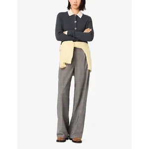 Maje Ribbed Wool Cardigan With Lettered Buttons