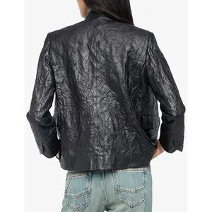 Zadig&Voltaire Veryn Collarless Slim-fit Crinkled Leather Jacket