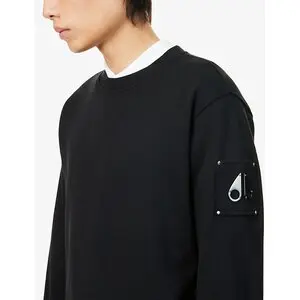 Moose Knuckles Hartsfield Brand-motif Cotton-jersey Sweatshirt - Black