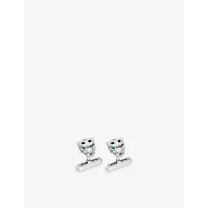 Cartier Panthère De Palladium-plated Sterling And Lacquer Cufflinks - Silver