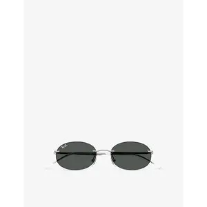 Ray-ban Rb3767 Oval-frame Metal Sunglasses - Silver