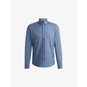 BOSS Regular-fit Logo-embroidered Cotton-twill Shirt - Open Blue