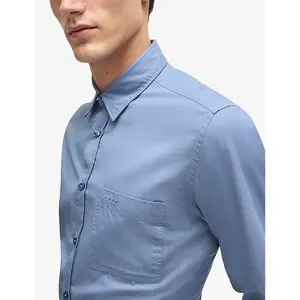 BOSS Regular-fit Logo-embroidered Cotton-twill Shirt - Open Blue