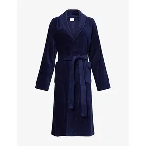 Derek Rose Triton Towelling Cotton Robe - Navy