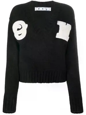 Off-White Alpaca And Wool-blend Jumper With Appliqu