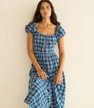DÔEN Valenne Tiered Maxi Dress - Dorset Plaid