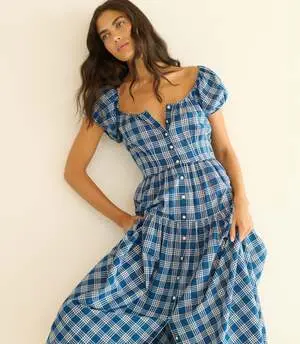 DÔEN Valenne Tiered Maxi Dress - Dorset Plaid