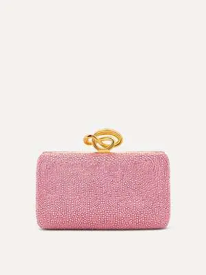 Oscar De La Renta Crystal Pavé Knot Minaudière - Pink