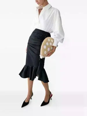 Carolina Herrera Ruched Pencil Skirt With Ruffle