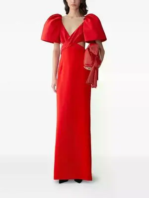 Carolina Herrera Bell-sleeve Gown With Cut-outs - Red