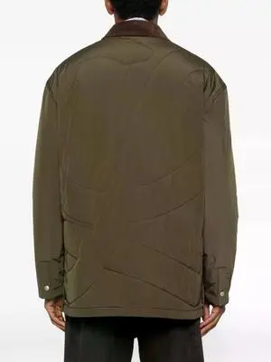 Loewe Quilted Coat With Corduroy Collar And Logo Patch