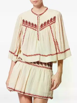 MARANT ETOILE Juline Embroidered Top - Neutrals