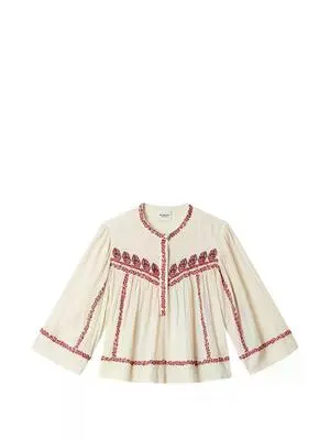 MARANT ETOILE Juline Embroidered Top - Neutrals
