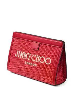 JIMMY CHOO Avenue London Raffia Clutch Bag - Red