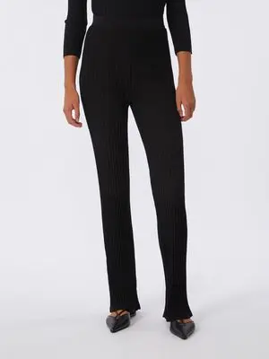 Max Mara Viscose Crêpe Rib-knit Trousers