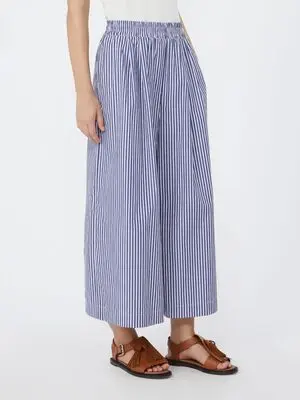 Max Mara Cropped Cotton Poplin Trousers - Navy