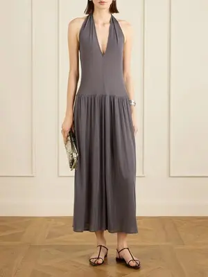 ST. AGNI Tencel™ Lyocell Halterneck Midi Dress - Gray