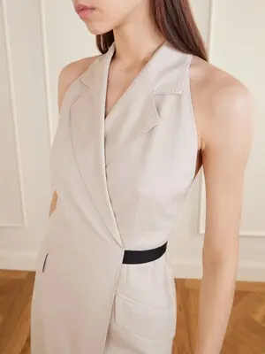Max Mara Cime Stretch Cotton And Wool-blend Halterneck Maxi Dress - Neutrals