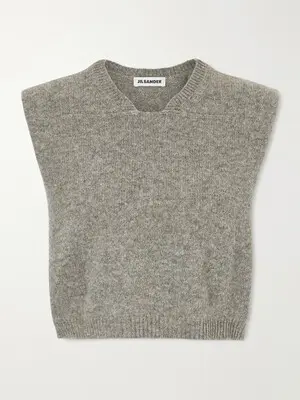 JIL SANDER Cropped Wool-blend Sweater Vest