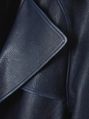 Nour Hammour Claudia Belted Textured-leather Trench Coat - Blue