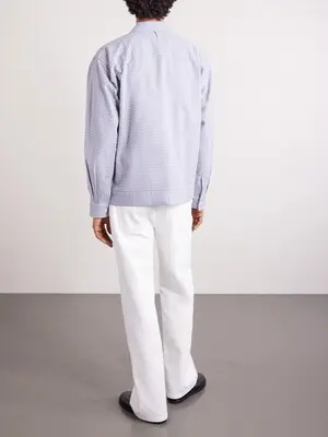 Nn07 Reed 50057 Checked Organic Cotton-blend Seersucker Shirt - Blue