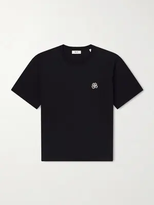 Nn07 Jett 30026 Logo-embroidered Organic Cotton-jersey T-shirt - Black