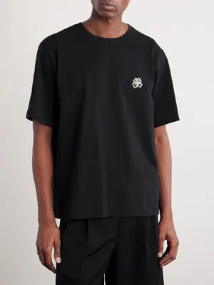 Nn07 Jett 30026 Logo-embroidered Organic Cotton-jersey T-shirt - Black