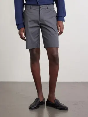 SLOWEAR Slim-fit Cotton-blend Gabardine Chino Shorts - Gray