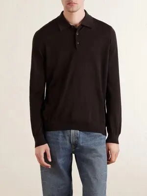 Purdey Wool Polo Shirt - Brown