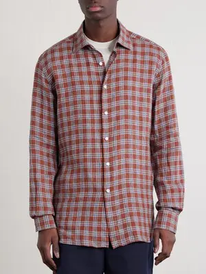 SLOWEAR Checked Linen Shirt