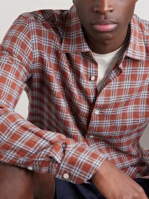 SLOWEAR Checked Linen Shirt