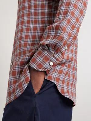 SLOWEAR Checked Linen Shirt