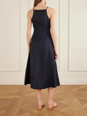 Veronica Beard Georges Linen Midi Dress - Blue