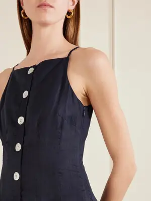 Veronica Beard Georges Linen Midi Dress - Blue