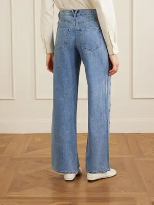 Veronica Beard Kasey Embellished Wide-leg Jeans - Blue