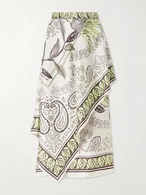 Tory Burch Printed Silk-twill Wrap Skirt - Multi