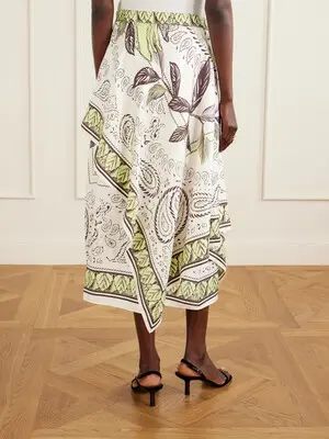 Tory Burch Printed Silk-twill Wrap Skirt - Multi