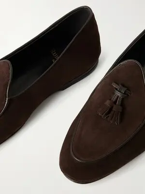 Rubinacci Marphy Tasselled Leather-trimmed Suede Loafers - Brown