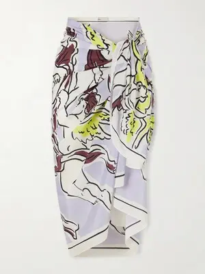Tory Burch Printed Cotton And Silk-blend Twill Pareo - Purple