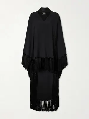 TALLER MARMO Cecil Fringed Crepe Kaftan - Black