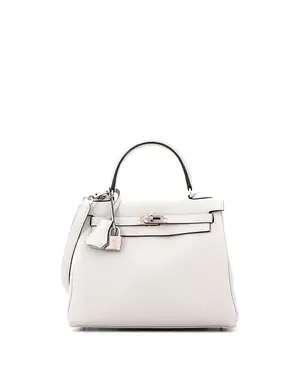 Hermès Kelly 25 Handbag Togo Palladium Hardware Gris Neve