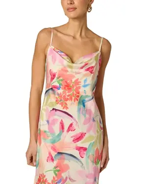 Adrianna Papell Sateen Bias Long Dress