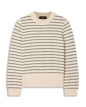 Whistles Classic Stripe Cotton Blend Sweater - Ivory/multi