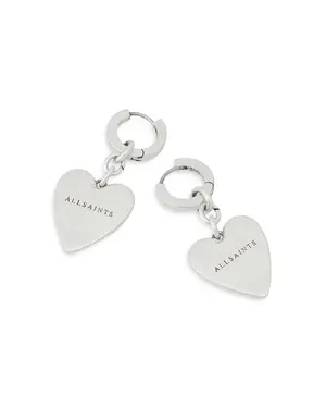 ALLSAINTS Lia Heart Charm Huggie Hoop Earrings