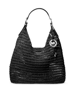 Michael Kors Nolita Large Raffia Hobo Bag - Black