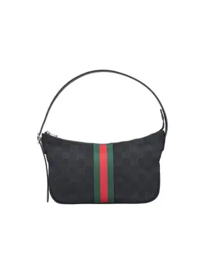 Gucci Gg Supreme" Monogram Lunetta Shoulder Bag - Black
