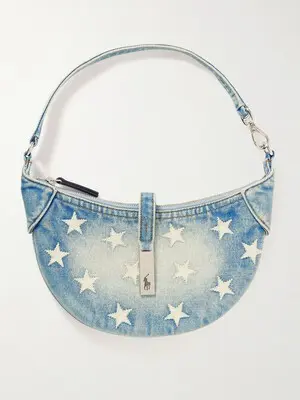 Polo Ralph Lauren Polo Id Embroidered Denim Shoulder Bag - Blue